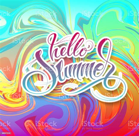 彩色抽象的現代背景與字母 你好夏天 設計傳單 書 卡片 明信片向量圖形及更多你好，夏天 俗語圖片 你好，夏天 俗語 傳單 夏天
