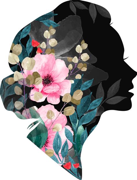 Arte En Vinil Silueta Mujer Con Ramo De Flores Tenvinilo