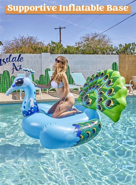 Inflatable Peacock Pool Float Giant Peacock Ride On Raft Pool Party De
