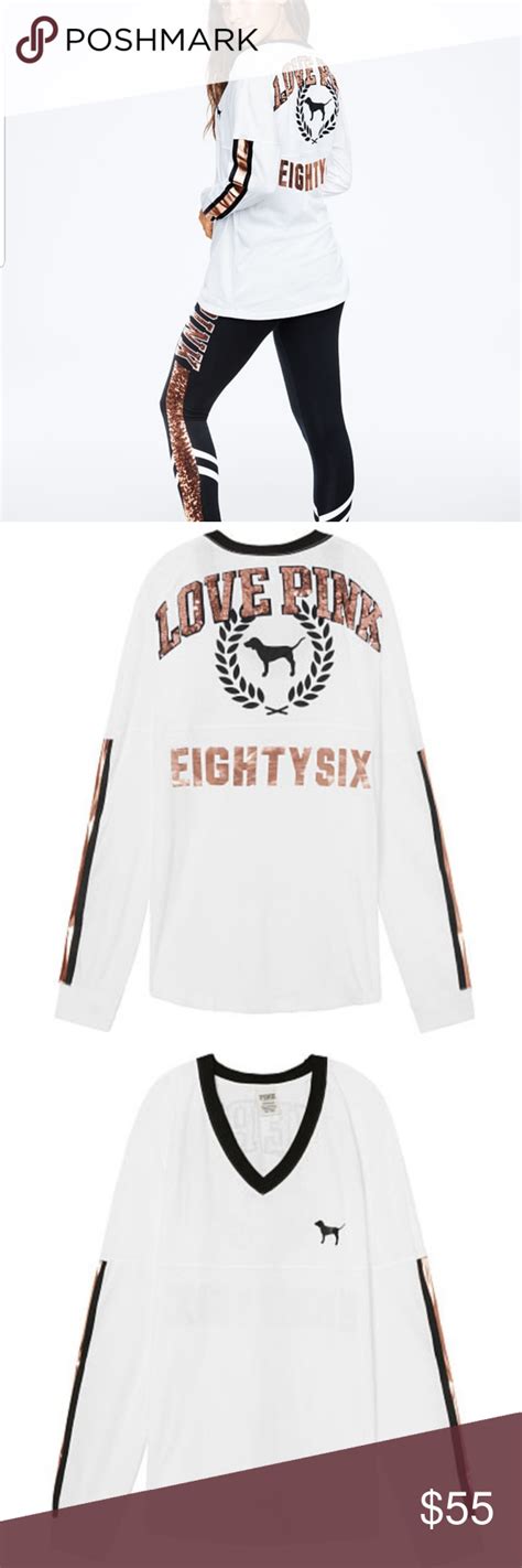 59 Pink Vs Sequin Bling Varsity Long Sleeve