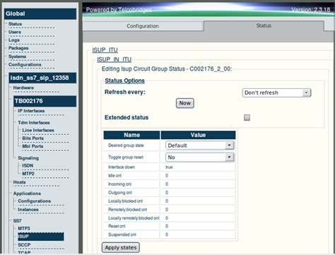Toolpack V2 3 Status Menus SS7 ISUP TBwiki