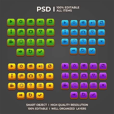 Premium Psd Set Of Game Ui Game Ui Set Game Ui Button Game Button Game Ui Psd Game Ui Template