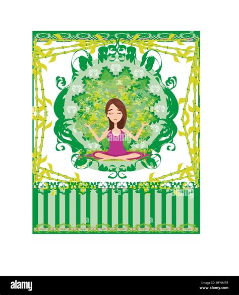 Yoga Girl Lotus Position Abstract Card Woman Health Hi Res Stock