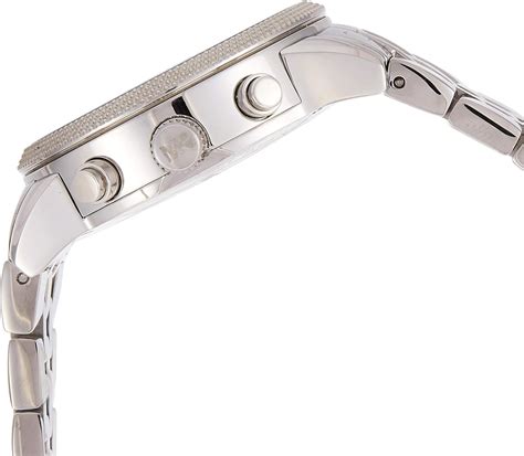 Michael Kors Women's MK5020 Silver Chronograph Knurl Top Ring Watch ...