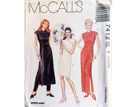 UNCUT Mccalls 7412 Chinese Qipao Cheongsam Mandarin Nehru Collar Dress 3 Lengths Trouser Pants