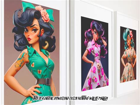 Rockabilly Pinup Wall Art Bundle Maximalist Retro Prints Etsy