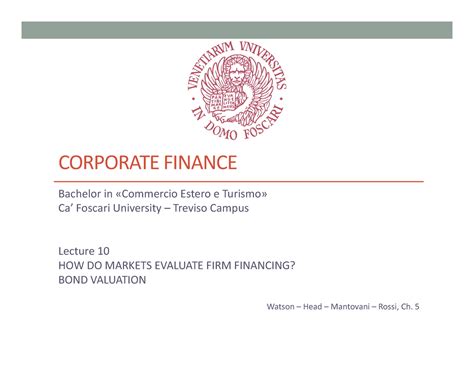 Lecture 10 Slides Letture CORPORATE FINANCE Bachelor In
