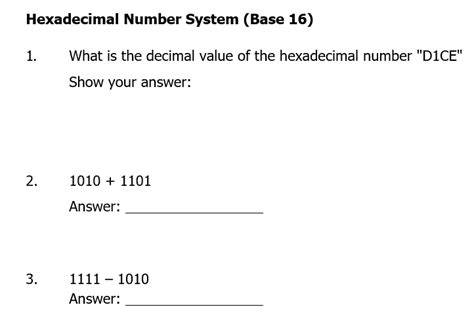 Solved Hexadecimal Number System Base What Is The Chegg Com