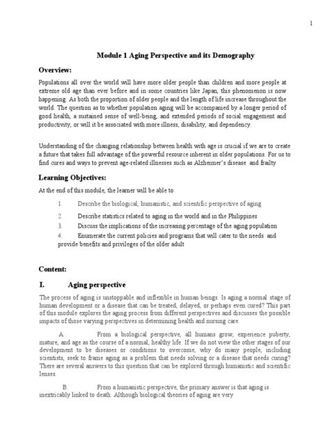 Module 1 Ncm 114 Pdf Ageing Non Communicable Disease