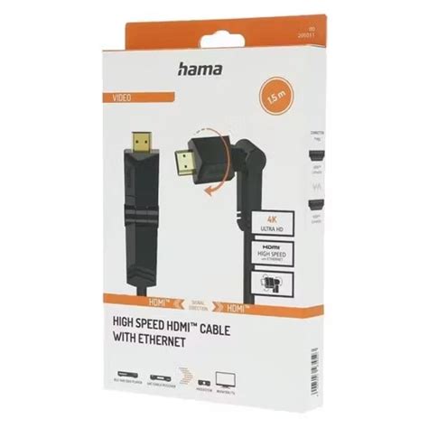 Hama High Speed Hdmi™ Cable Plug Plug Ethernet 90° Plug 15m Black