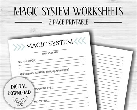 Magic System Worksheet Writing Template Nanowrimo Worldbuilding