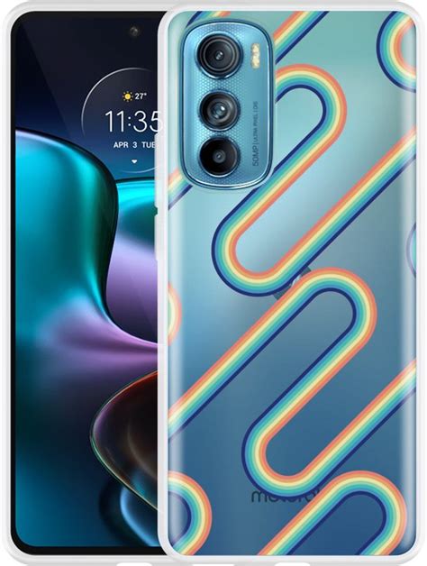 Motorola Edge Hoesje Retro Regenboog II Designed By Cazy Bol