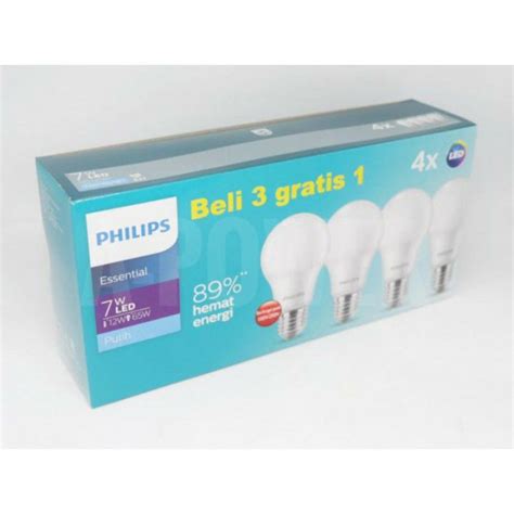 Philips Lampu LED Essential Multipack Paket 7W Putih Lazada