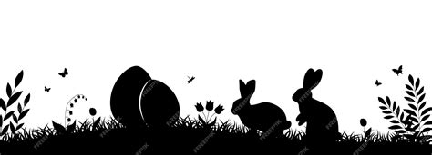 Premium Vector Easter Illustration With Rabbit And Grass And
