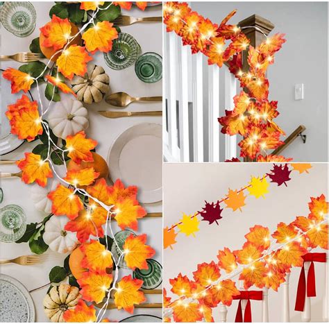 Buy Fall Garland String Lights With Timer For Thanksgiving Decorations 50 Led 16 4ft Lighted