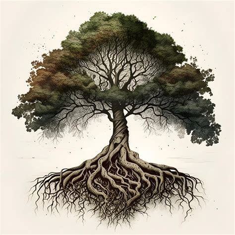 premium photo a drawing of a tree with the roots showing the tree roots