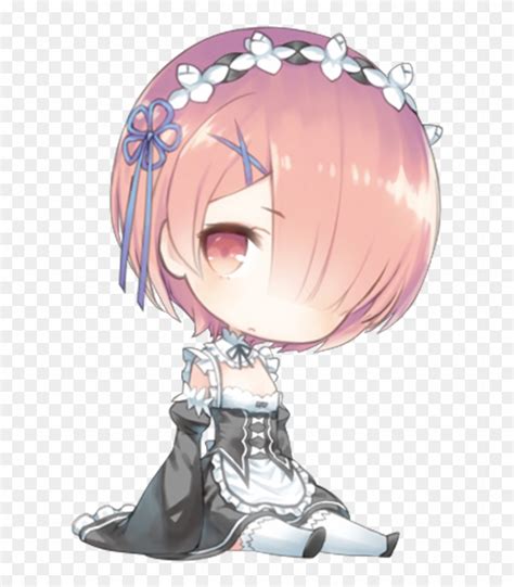Chibi Kawaii Cute Anime Girl Rezero Rem Ram Maid Png Kawaii Drawing