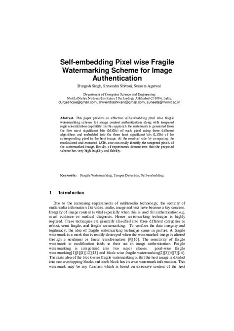 pdf fragile watermarking for image authentication and tamper detection