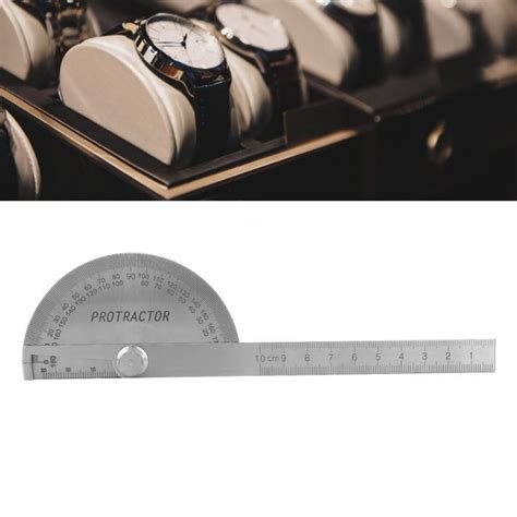 15cm 180 학위 조절 스테인레스 스틸 각도기 원형 헤드 각도 눈금자 수학 측정 도구 시계 수리 도구수리 도구 And 키트 Aliexpress
