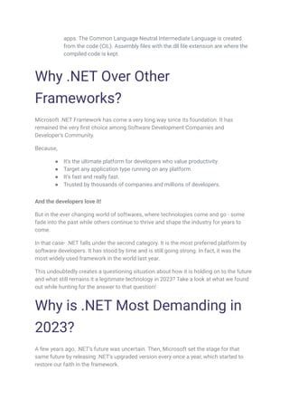 Reasons Why Net Framework Is Most Demanding In Pdf