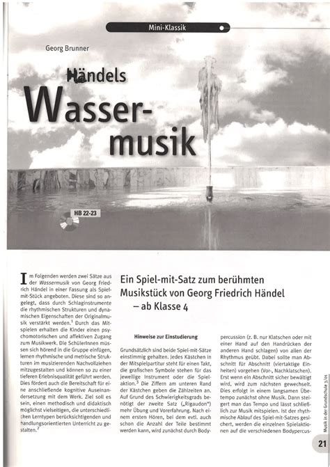 Pdf Händels Wassermusik Ein Spiel Mit Satz Zum Berühmten Musikstück