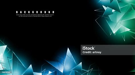 겹치는 빛나는 삼각형이 있는 추상적 배경입니다 격리 된 검은 색 배경 Eps 10의 벡터 그림 3차원 형태에 대한 스톡 벡터 아트 및 기타 이미지 Istock