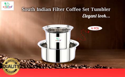 Buy Mynaksha Stainless Steel Dabara Coffee Set Of 4 Pieces 160 Ml