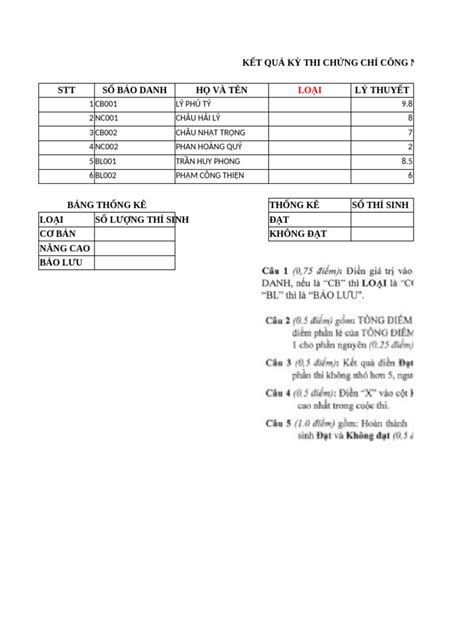 2 Bang Du Lieu Excel Pdf