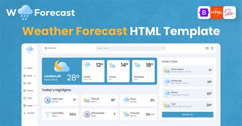 天气预报 综合天气预报响应式 Html Bootstrap 模板 429613 Templatemonster