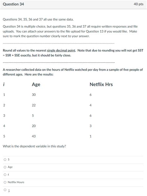 Solved Questions 34 35 36 And 37 All Use The Same Data Chegg