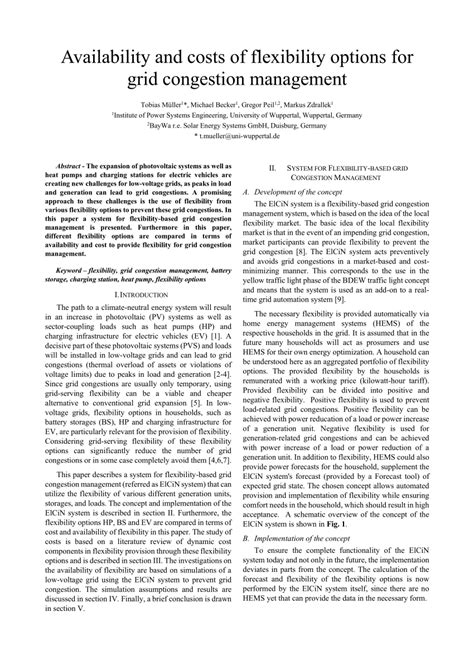Pdf Availability And Costs Of Flexibility Options For Grid Congestion