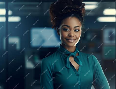 Premium Ai Image Young Confident Black Woman Office Worker Business