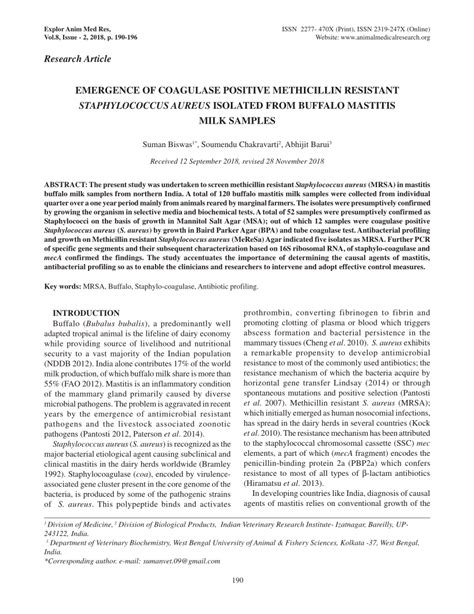 Pdf Emergence Of Coagulase Positive Methicillin Resistant Staphylococcus Aureus Isolated From