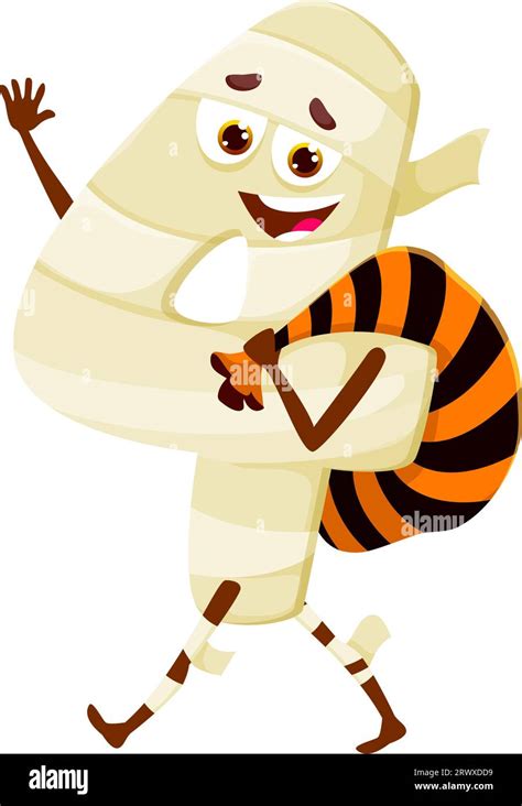 Halloween Cartoon Number 4 In Mummy Costume For Holiday Vector Digit