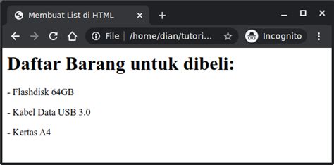 Belajar Html 09 Cara Membuat List Di Html ~ Kelas Rpl