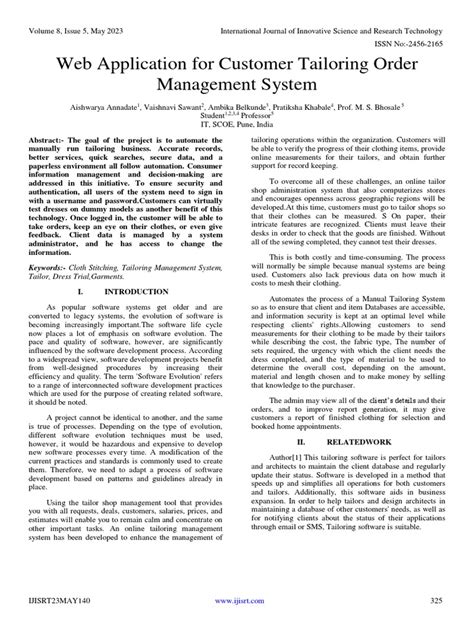 Web Application For Customer Tailoring Order Management System Pdf Java Script Online Shopping