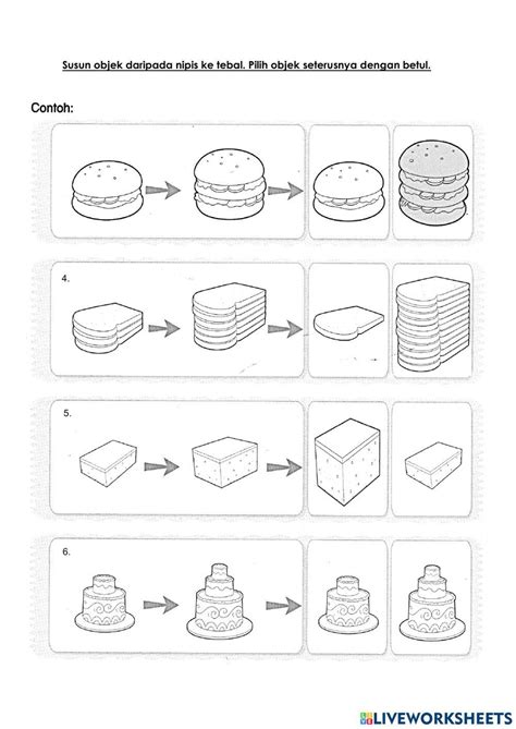Latihan Susun Objek Nipis Ke Tebal Online Exercise For Live Worksheets