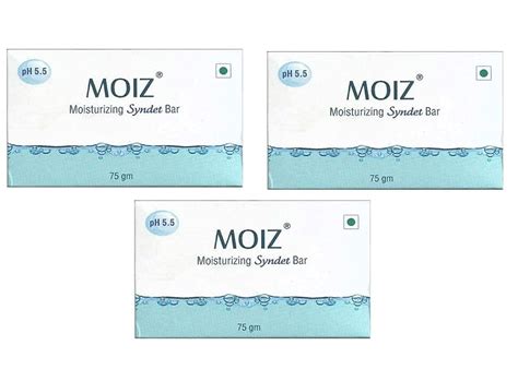 moiz moisturizing syndet bar soap pack of 3 75 gm