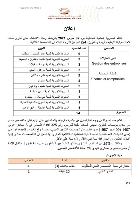 المندوبية السامية للتخطيط مباراة توظيف 24 تقني من الدرجة الثالثة آخر