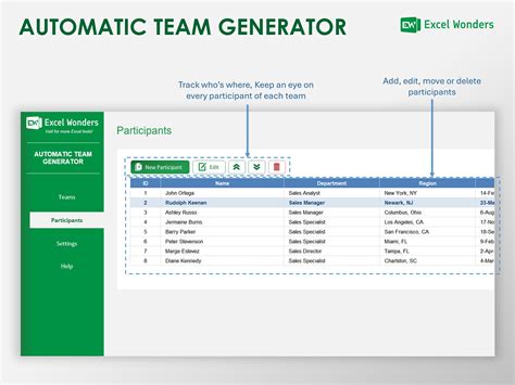 Automatic Team Generator Excel Template Advanced Team Planner Tool Etsy