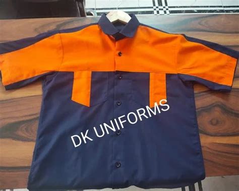 Dk Uniforms Blue Orange Worker Staff Uniform For Industrial Usage At