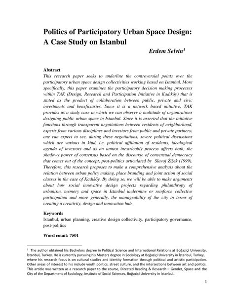 PDF Politics Of Participatory Urban Space Design A Case Study On Istanbul