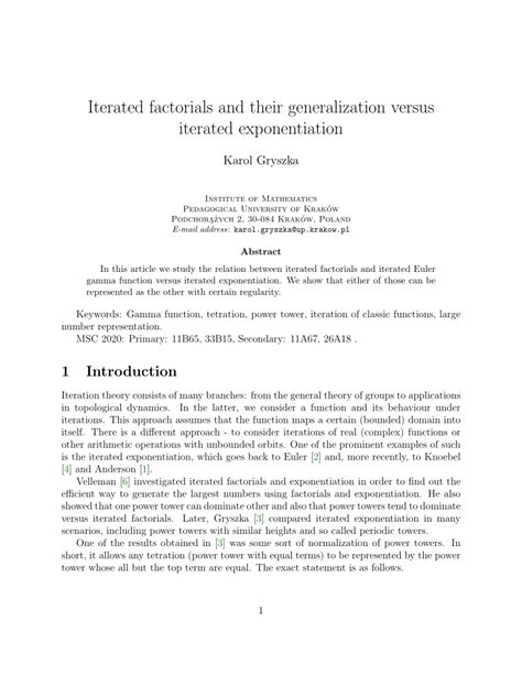 Pdf Iterated Factorials And Their Generalization Versus Iterated