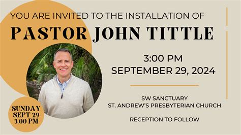 Installation Service For Pastor John Tittle St Andrews Presbyterian
