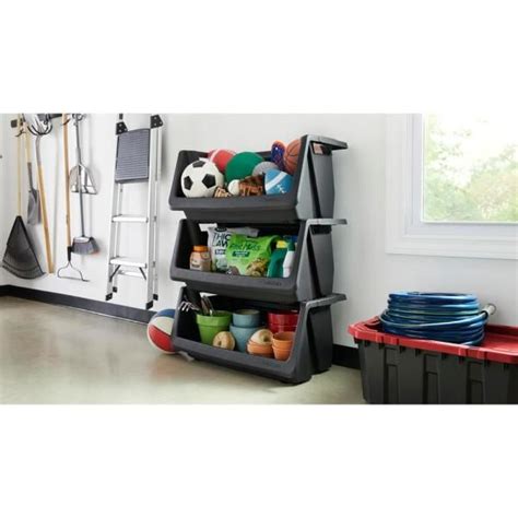 Husky Stackable Storage Bin In Black At Jake Burdekin Blog