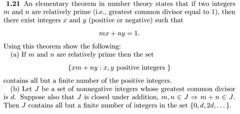 Solved 1 21 An Elementary Theorem In Number Theory States Chegg Com