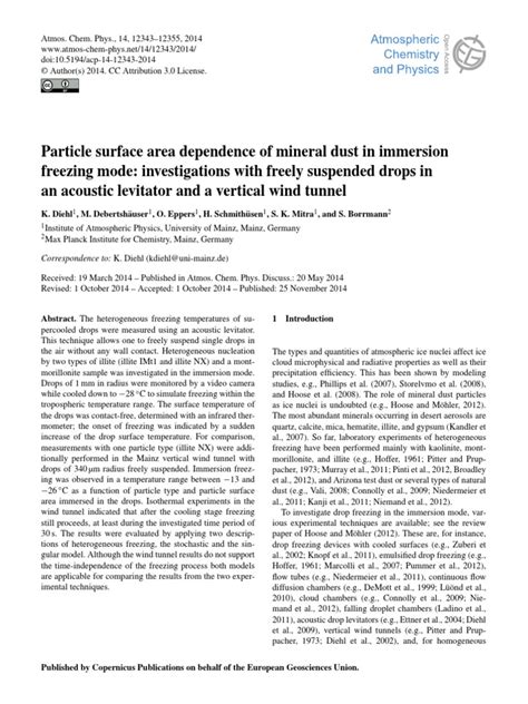 Particle Surface Area Dependence Of Mineral Dust In Immersion Freezing