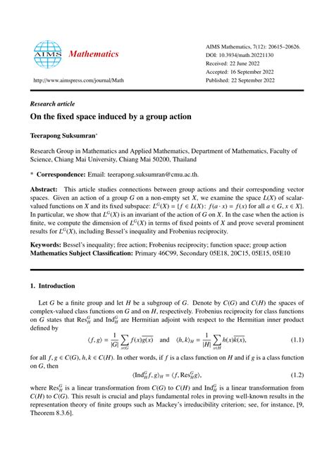 Pdf On The Fixed Space Induced By A Group Action