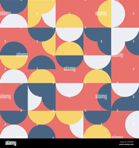 Abstract Flat Colorful Decorative Seamless Pattern With Semicircle Square And Geometric Shape
