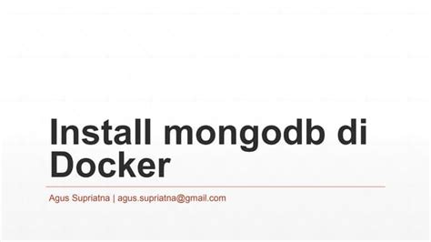 Install Mongodb Di Docker Pdf